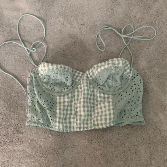 Urban Outfitters | Tops | Urban Outfitters Cute Blue Green Gingham Crop ...